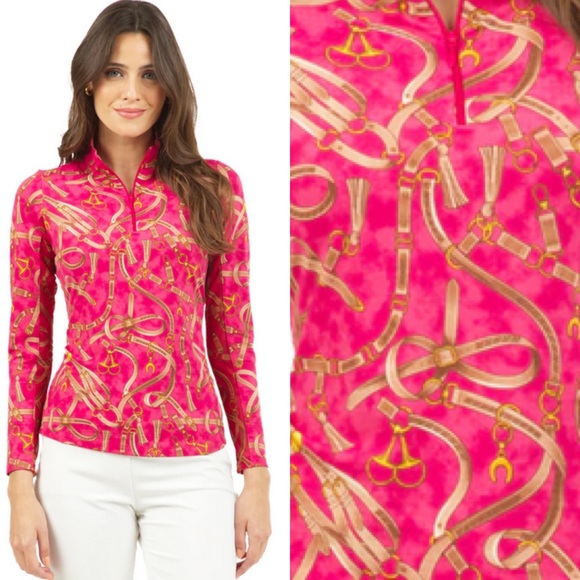 IBKUL | Tops | Ibkul Top Alexandra Ruby Red Spf5 Mock Neck Golf Tennis ...